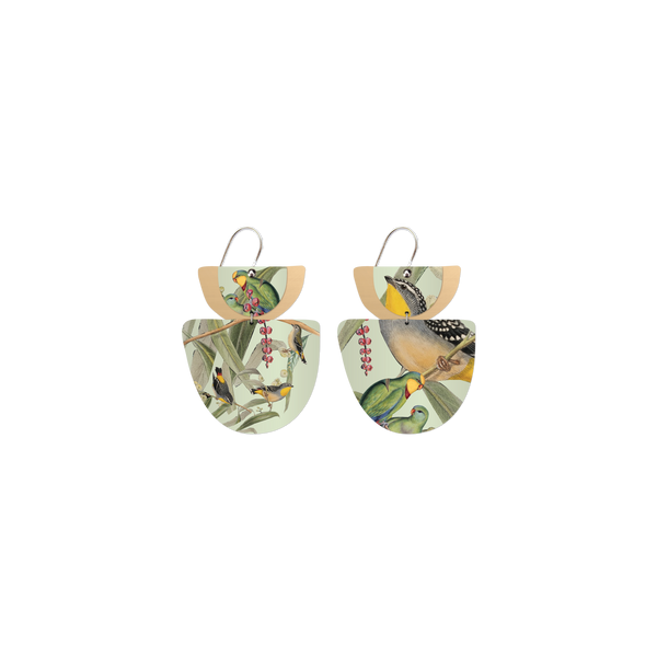 Native Birds Parrot & Pardalote Layered Double Bell Drop Earring - Moe ...