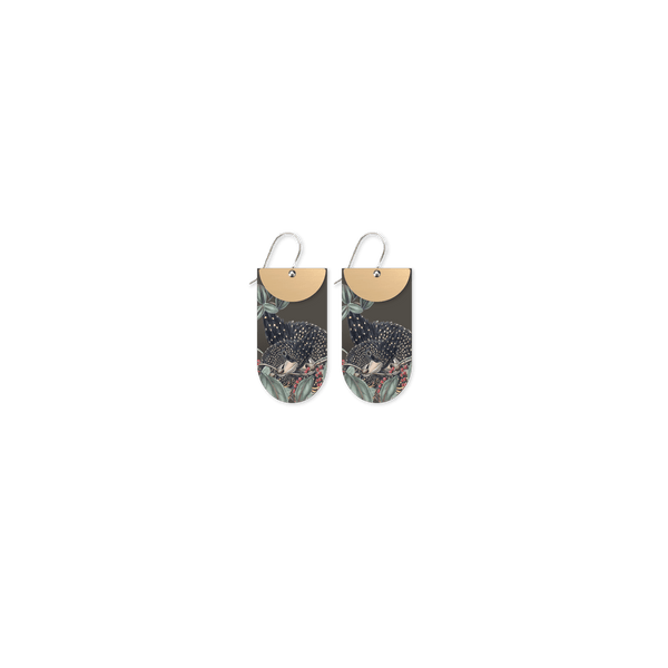 Native Birds Black Cockatoo Layered Tab Drop Earring - Moe Moe Design
