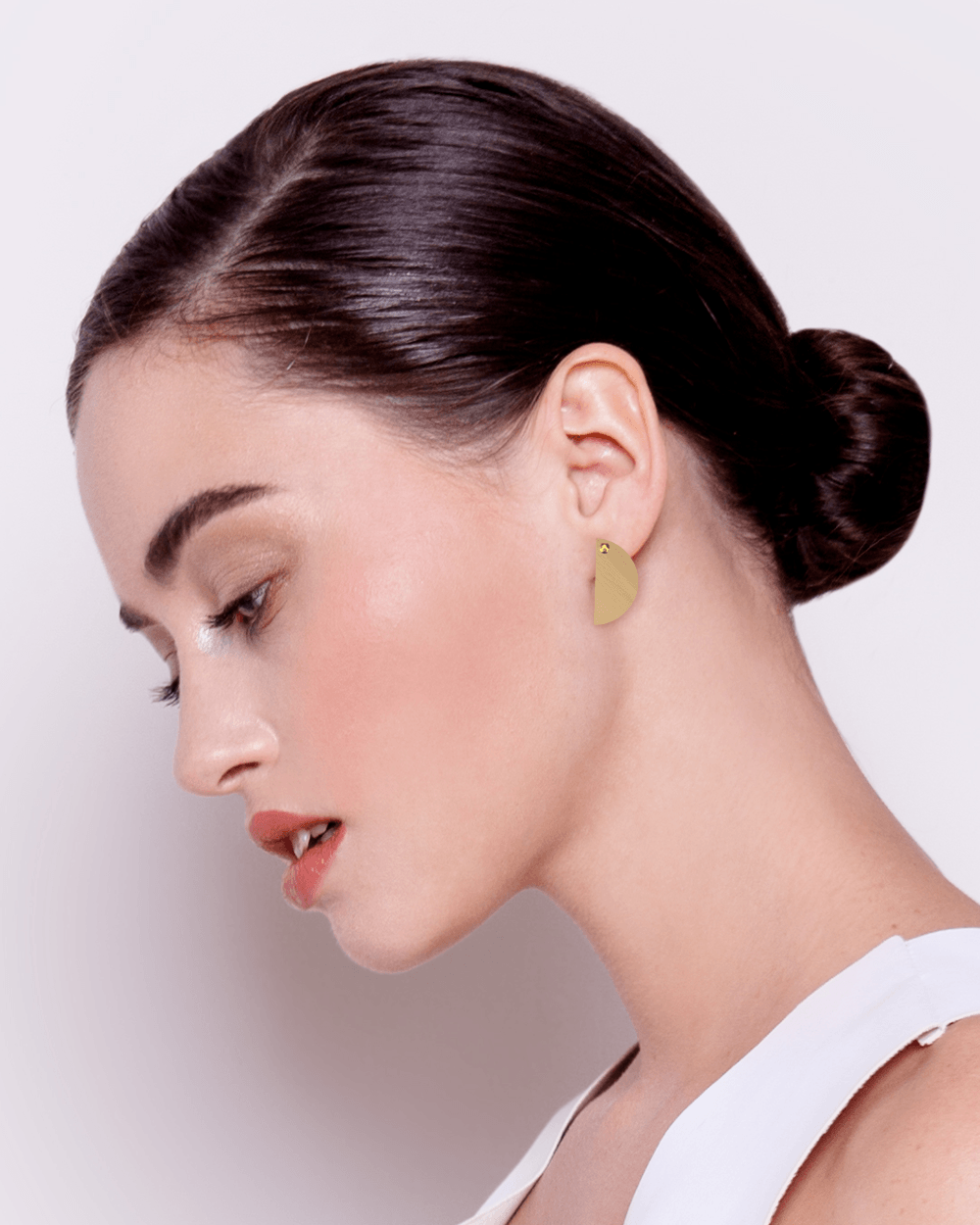 Mirrored Gold Signature Small Wedge Stud Earrings - Moe Moe Design
