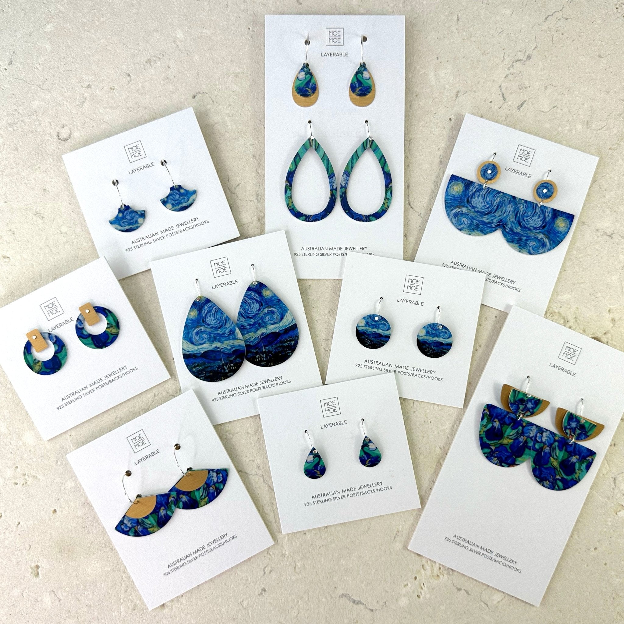 Van Gogh Starry Night and Irises Mini Tear Drop - Moe Moe Design